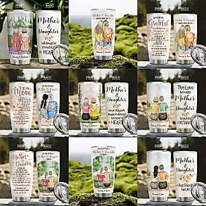 wowcugi Mom Tumbler Personalized Gift For Mom From Daughter Mother Daughter Tumblers Coffee Travel Mug 20oz 30oz with Lid Birthday Mothers Day Christmas Presents For Moms Mommy From Daughters