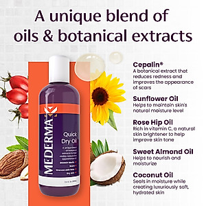 Mederma Quick Dry Oil, Scar and Stretch Mark Treatment, Helps to Improve the Appearance with Natural Botanical Extracts, Paraben Free, Fast-Absorbing, 3.4oz (100ml)