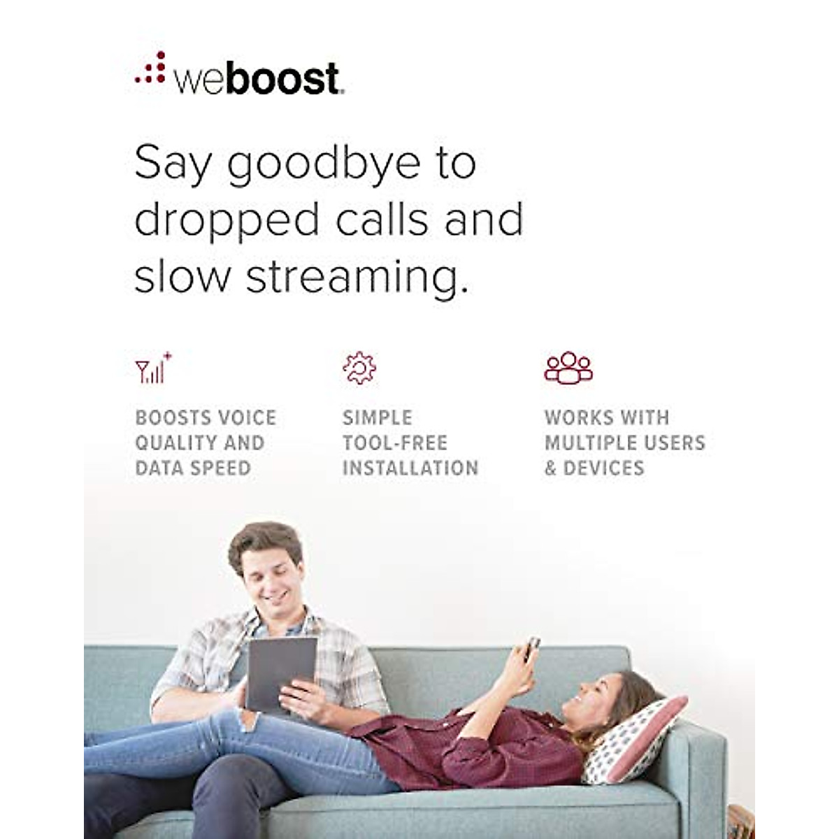 weBoost Home Room - Cell Phone Signal Booster | Boosts 4G LTE & 5G for all U.S. Networks & Carriers - Verizon, AT&T, T-Mobile & more | Made in the U.S. | FCC Approved (model 472120)