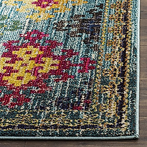 SAFAVIEH Monaco Collection 3' x 5' Blue/Multi MNC244N Boho Diamond Trellis Non-Shedding Living Room Bedroom Accent Rug