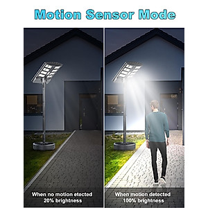 JAYNLT 6000W Solar Street Lights Outdoor with 78" Tall Pole, 3000K/4000K/6500K 400000LM Solar Floor Lamps Dusk to Dawn, IP68 Waterproof Solar Pole Lights with Motion Sensor for Yard, Patio, Camping