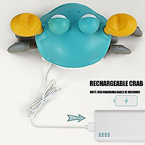 Crawling Crab Months Old Baby Toys,USB Charging Walking Dancing Crab Toy for Kid,Auto Avoid Toddler Electronic Moving Interactive Tummy Time Crawling Toy with Music & Light Gift for Boy Girl (Green)