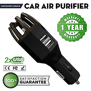 [UPGRADED] Car Air Purifier For That New Car Smell | One Year Warranty With Every Plug In Air Purifier | Car Deodorizer & Air Ionizer | Smoke Smell Eliminator Air Purifier For Car
