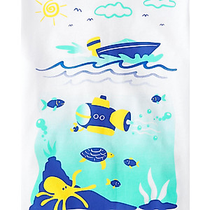 The Children's Place Baby Boys' and Toddler Animal Short Sleeve Graphic T-Shirts,Multipacks, Shark/Crocodile/Tiger/Tucan 4-Pack, 5T