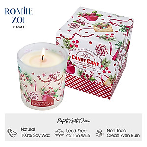 ROMIIE ZOI Christmas Scented Jar Candle - 6oz Soy Wax Candle - Candy Cane Infused with Peppermint Candy Cane Aroma - with Beautiful Keepsake Box Special for Christmas/Holiday Gifts