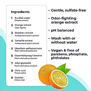 GENTLE CREATURES Magic Foam - Sulfate-Free, Waterless Shampoo Paw Cleaner for Dogs, Cats, Pets - Dry Shampoo, Foot Cleaner Brush - with Orange, Odor Control Wash - Good for Puppy, Sensitive Skin