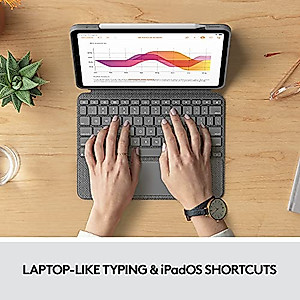 Logitech Combo Touch iPad Air Keyboard Case, Detachable Backlit Keyboard with Kickstand, Trackpad, Smart Connector, Oxford Gray, USA Layout
