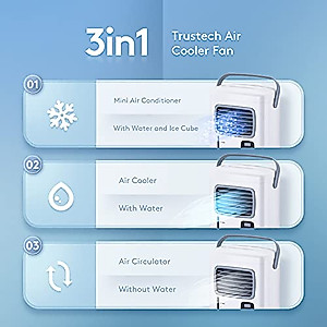 Portable Air Conditioner Fan for Small Room - 3 in 1 Personal Mini Desktop AC Evaporative Air Cooler Fan w/ 12H Timer, Adjustable Wind Direction, 500ML Large Water Tank, 2 Speeds, for Office Home