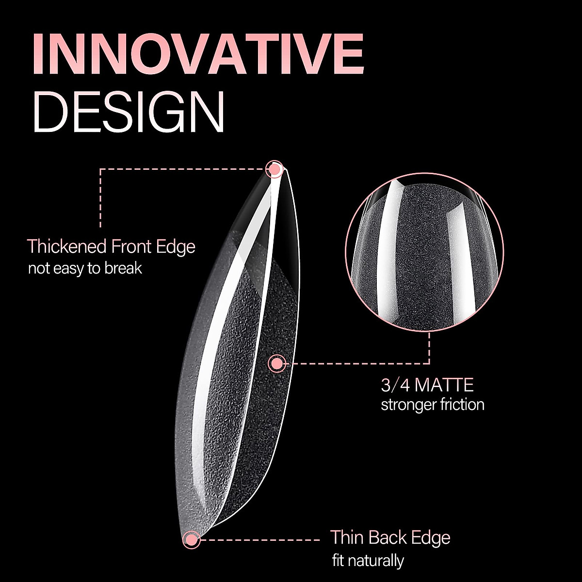 AILLSA Short Almond Nail Tips 360Pcs Full Cover Soft Gel Nail Tips Half Matte No File Clear False Gelly Nail Tips Fake Almond Shaped Nails for Press On Nail Extension DIY Valentine Gift 12 Sizes