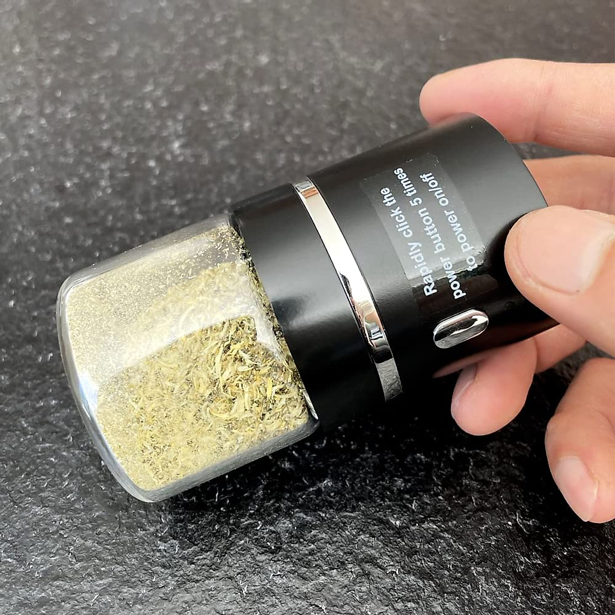 Spacenight Electric Herb Grinder, USB-Rechargeable, 1.7oz Glass Herb Chamber - Ideal for Everyday Carry