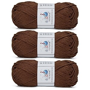 YUYOYE 100% Mercerized Cotton Yarn for Crochet and Knitting - 300g,Brown-08
