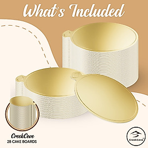 CreekCove 4" Cake Board Set Double sided Gold or Black 28 count- Round Disposable Cake Base