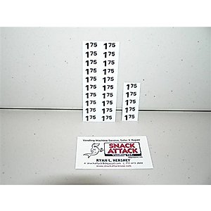 (25) SNACK VENDING MACHINE $1.75 / $1.70 PRICE LABELS - Free Ship!