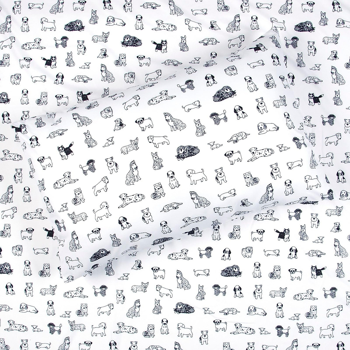 Kids Rule 3-Piece Dog Sketch Sheet Set for Boys & Kids - 1 Twin Flat Sheet, 1 Twin Fitted Sheet & 1 Queen Pillowcase, Soft Brushed Microfiber Polyester Bed Sheet, Smooth & Durable