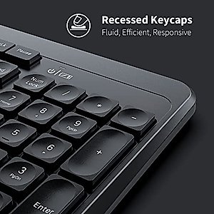 Wireless Keyboard and Mouse Combo, 2.4G Full-Sized Ergonomic Computer Keyboard with Wrist Rest and 1600 DPI Wireless Noiseless Mouse for Windows, PC, Laptop, Windows XP/7/8/10 (Black)