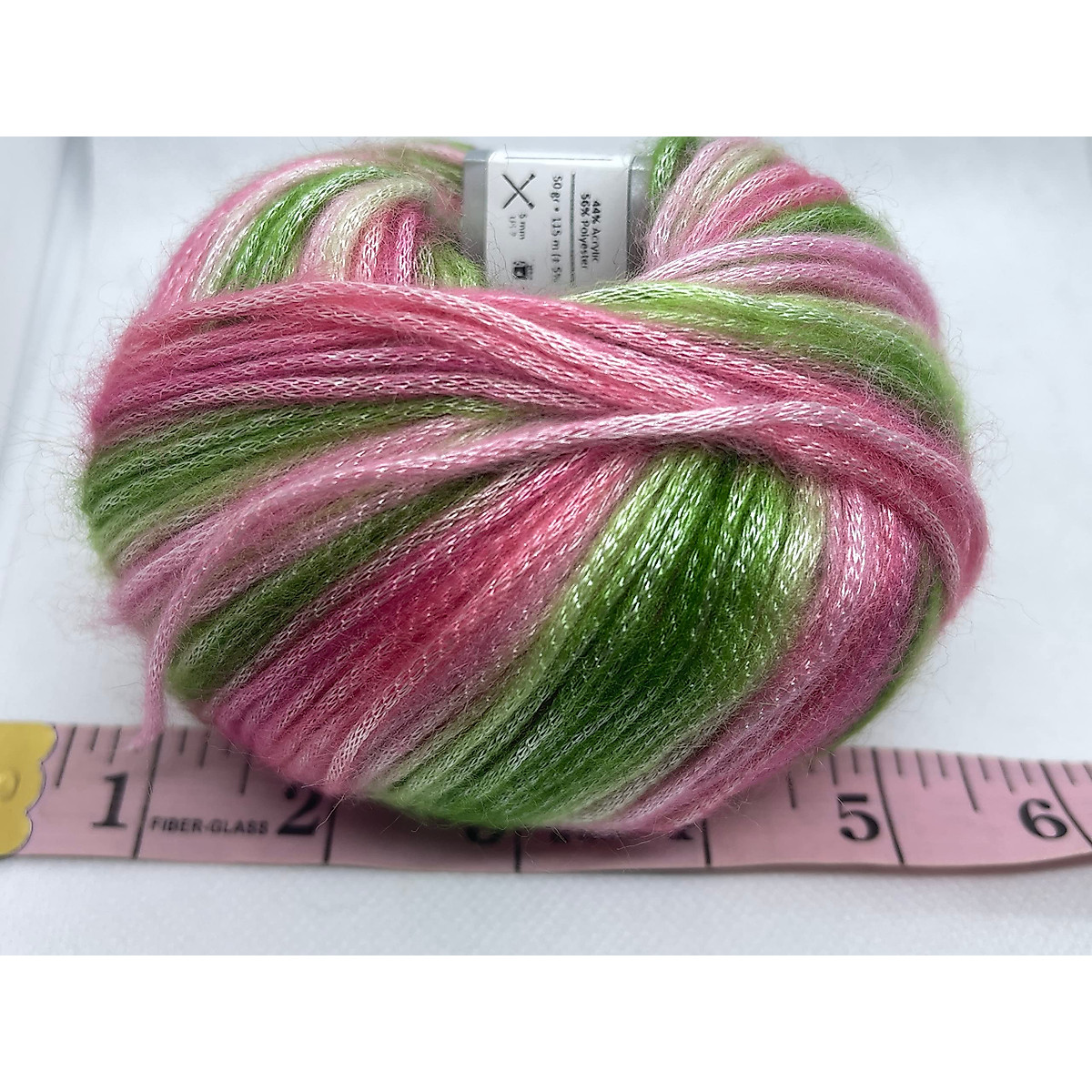 Strawberries & Limes (Pinks & Greens) Picasso Fuzzy with Subtle Sheen Yarn, Polyester, Acrylic Blend 50 gram 125 Yards