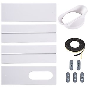 DELAM Portable Air Conditioner Window Kit with Coupler Adjustable Window Seal for AC Unit, Sliding AC Vent Kit for Exhaust Hose (5.1 Inch)