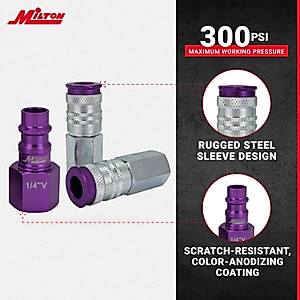 Milton S-314VKIT Kit, 14pc Hi-Flo V style 1/4", Purple