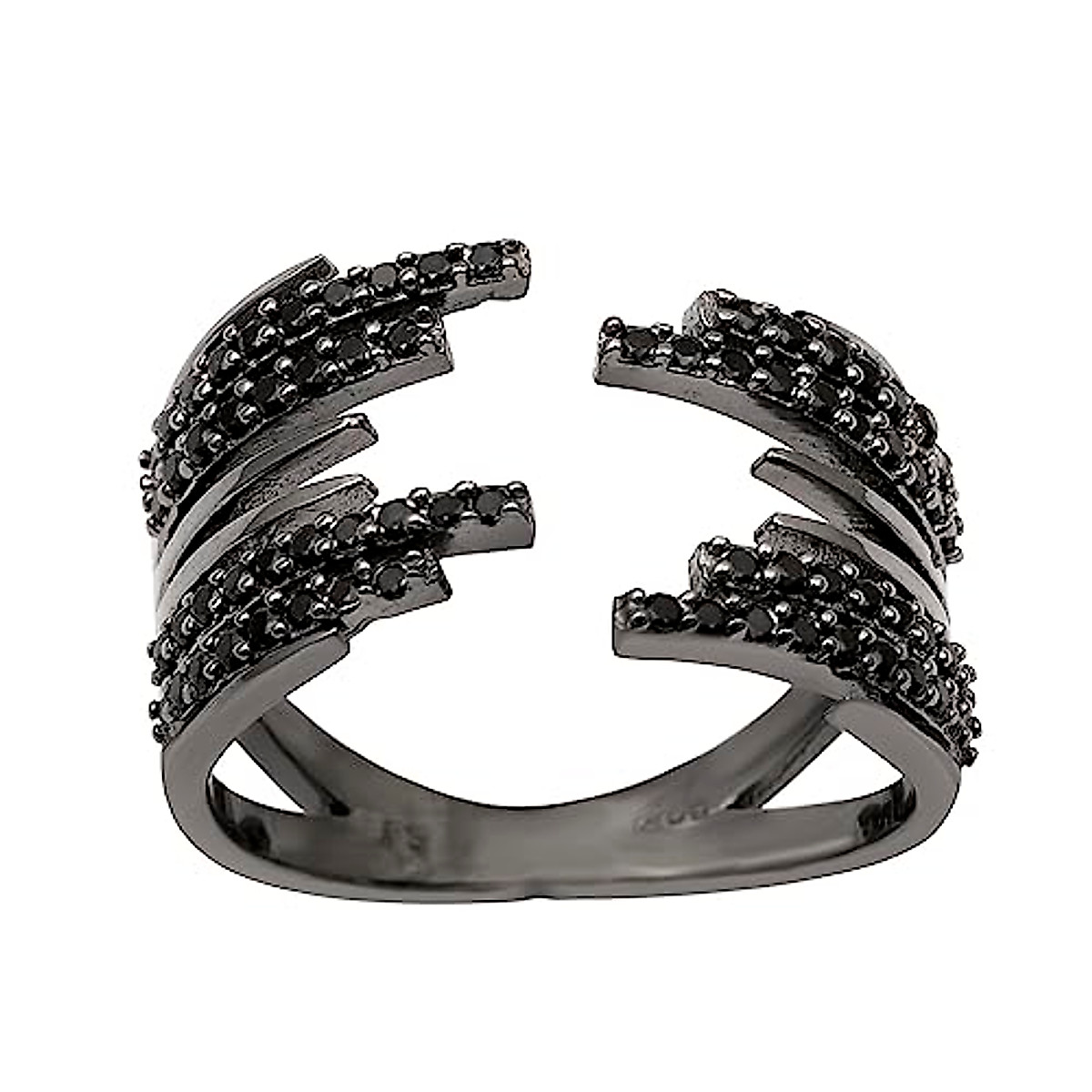 Eternity Open Wrap 925 silver Black Spinel Ring Cocktail Statement (7)