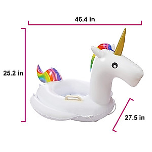 MorTime Baby Pool Float Unicorn Inflatable Swimming Ring Seat, 30" Unicorn Swim Float for Kids Toddlers Babies 1-6 Years