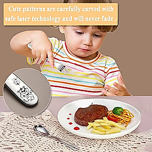 Berglander Toddler Utensils 4 Pieces Stainless Steel Kids Silverware Set, Children Safe Forks and Spoons Flatware, Mirror Polished Smooth Round Edage Cutlery Sets, Dishwasher Safe