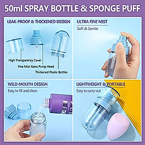 UCANBE Long Lasting Makeup Setting Spray Kit- 6.76 Fl oz Hydrating Matte Finish Mist Lightweight Face Make up Fixer +Travel Size Spray Bottle+Sponge Puff Makeup Set