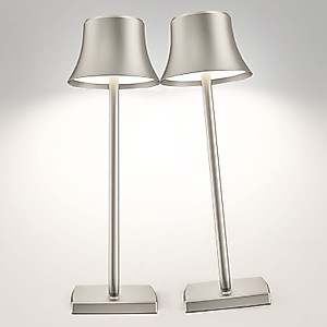 YIBEN Cordless Table Lamp, Rechargeable Battery 5000mAh Metal Aluminum Housing USB LED Portable Powered Desk Lamp , 2 Levels Brightness Night Light for Restaurants Bars (2pack Square Base White)