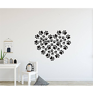 49 Pieces/Set Dog Paws Wall Decals Vinyl Pawprints Sticker Animal Footprint Wall Art Decoration for Kids Boy Girl Baby Nursery Bedroom Living Room Animal Tracks Decor YMX21 (Black)