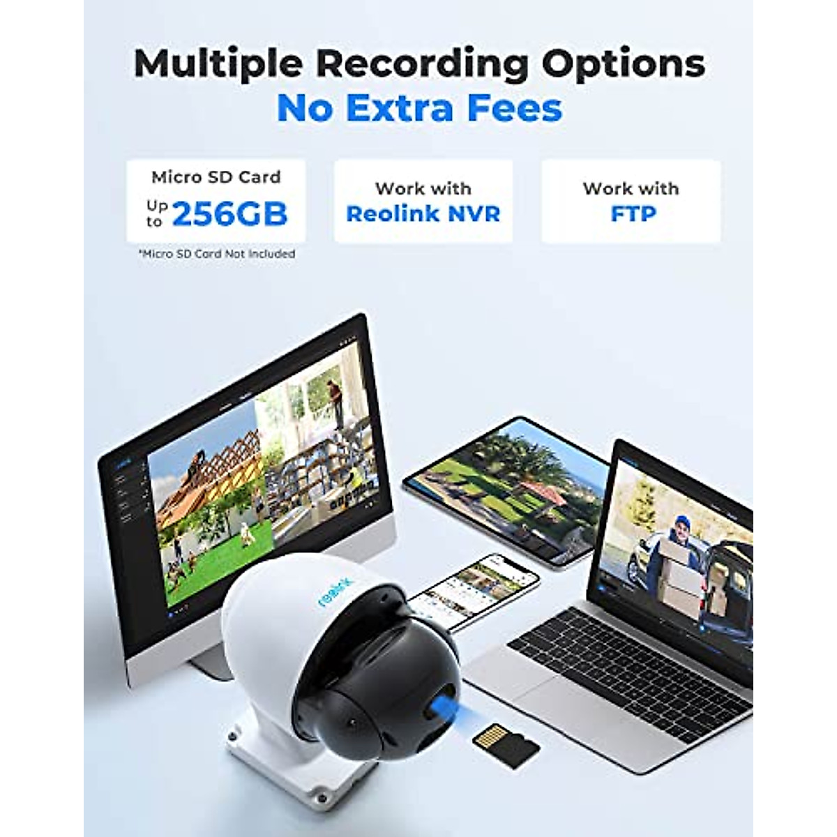 REOLINK 4K PTZ Outdoor Camera, PoE IP Home Security Surveillance, 5X Optical Zoom Auto Tracking, 3pcs Spotlights Color Night Vision, Two Way Talk, Up to 256GB SD Card(Not Included), RLC-823A