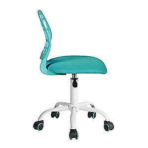 FurnitureR Teens Boys Girls Writing Task Chair Low Mid PP Mesh Back Fabric Seat,Home Children Study Chair (Turquoise, 1pc)