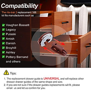 Fit for kenlin Rite-Trak II Replacement Drawer Track Slide Kit #168, 10 Set of Improved Commercial Rite Track 2 Drawer Guides Part - Fit Slide Drawers from Vaughan Bassett,Pulaski, Legacy Manufacturer