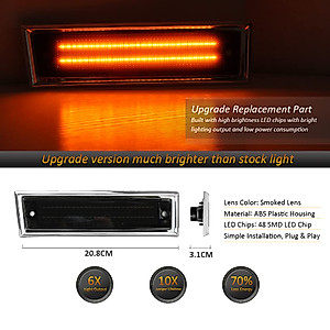 D-Lumina LED Side Marker Lights Smoked Lens for 1981-1991 Chevy C10 C20 C30 GMC C1500 C2500 Suburban Blazer Jimmy, Front Fender LED Side Marker Light, Driver & Passenger Side, Pack of 2