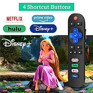 Pack of 2 Replaced Remote Control for Roku TVs, Compatible with TCL/Hisense/Onn/Insignia/Sharp/Westinghouse/Element/JVC Roku Smart TV, Replacement Remote with Netflix/Disney+/Hulu/Prime Video Buttons