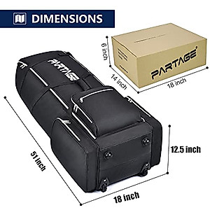 Partage Golf Travel Bag with Wheels,Golf Travel Case for Airlines, 600D Heavy Duty Oxford -Black