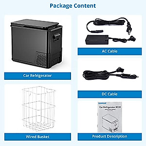 ACONEE 12 Volt Car Refrigerator 42 Qt RV Portable Freezer Electric Cooler Compressor Car Fridge -4℉-68℉ Car Fridge 12/24V DC & 100-240V AC for Car, RV, Truck, Van, Camping, Travel, Outdoor