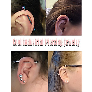 Uzgtvy 14G Industrial Piercing Jewelry Industrial Earrings Bar Barbells 14 Gauge Stainless Surgical Steel Silver Industrial Piercing Ring Cartilage Helix Conch Earring Piercing Jewelry Women Men 38mm