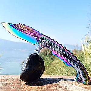 Vividstill Pocket Knife for Men, Cool Rainbow Folding Knife With 3D Mermaid, Great Gift Edc Knife For Men Outdoor Survival Camping Hiking（rainbow）
