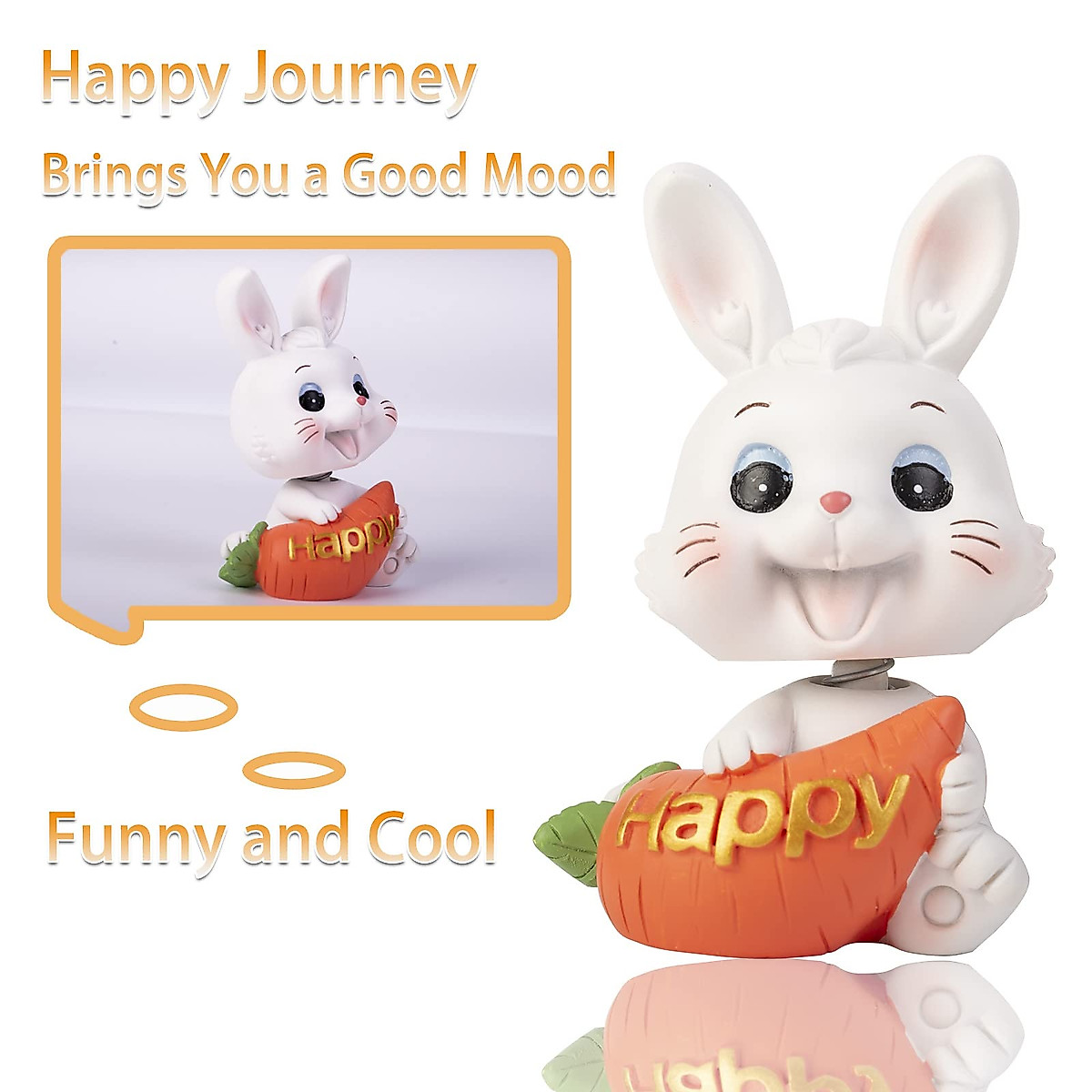 MuMyer Cute Bunny Car Ornaments Rabbit Car Dashboard Decorations Shaking Head Doll(B)