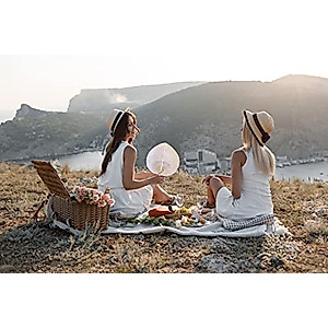 TAGREE Wedding Raffia Fans for Guest - Wedding Gift Idea for Couple & Guests Farmhouse Decor & Boho Chic Decor (White with Ring Handle (Set of 12))