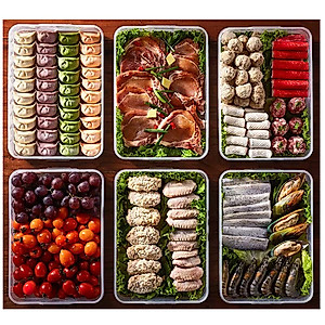 TIAN CHEN Refrigerator Organizer Bins, Plastic Food Storage Containers with Lids, 3-Layer, BPA free, Stackable Food Organizer Keeper for Snack, Vegetables, Meat, Fish (Transparent)
