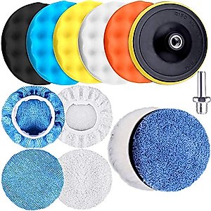 SIQUK 13 Pieces Buffing Pads 6 Inch Car Polishing Pad Kit Foam Polish Pads Wax Buffer Polisher Attachment for Drill