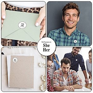 840 Pcs 24 Sheets Pronoun Stickers Bulk for Conference Badges They Them He Him She Her Round Nonbinary Name Tag Sticker Gender Identity Pronouns Name Badge Stickers Decal for Name Tag Party Boys Girls