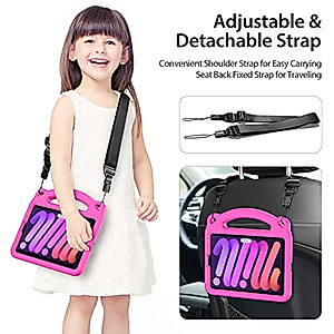 DUX DUCIS Kid Case for iPad Mini 6 2021 (6th Generation) with Pencil Holder, Light Weight Shockproof Kid Case with Handle, Kickstands & Shoulder Strap for iPad Mini 6th Gen 8.3 inch, Pink