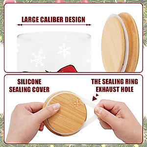 JarThenaAMCS 3Pcs Christmas Glass Storage Jars with Airtight Lid Santa Snowman Reindeer Decorative Canisters Sets for Winter Xmas Home Kitchen Countertop