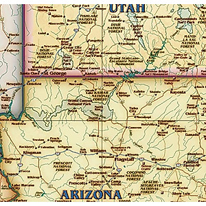 American Map Store Beautiful Wall Map of the United States of America - Classic Antiqued Atlas Style - Extra Large - 73''x40'' - Select Paper or Laminated (Paper, 73'' Wx40'' H)