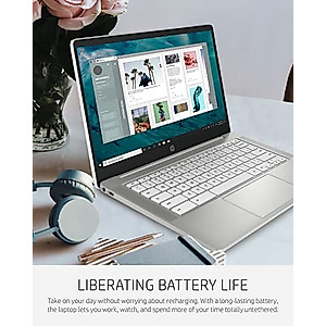 HP Chromebook 14a Laptop, AMD 3015Ce Processor, 4 GB RAM, 32 GB eMMC Storage, 14-inch Micro-Edge HD Display, Google Chrome OS, Anti-glare Screen, Long-Battery Life (14a-nd0021nr, 2021, Ceramic White)