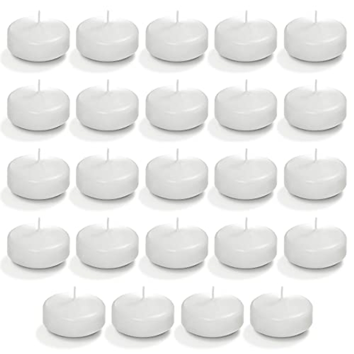 Premium 24 Piece 2 inch Unscented White Dripless Wax Burning Floating Candles Centerpieces, 4+ Hour Burn, Round Tealight Shaped Disks for Wedding, Parties, Special Occasions, Home Decoration TeaL NiNE