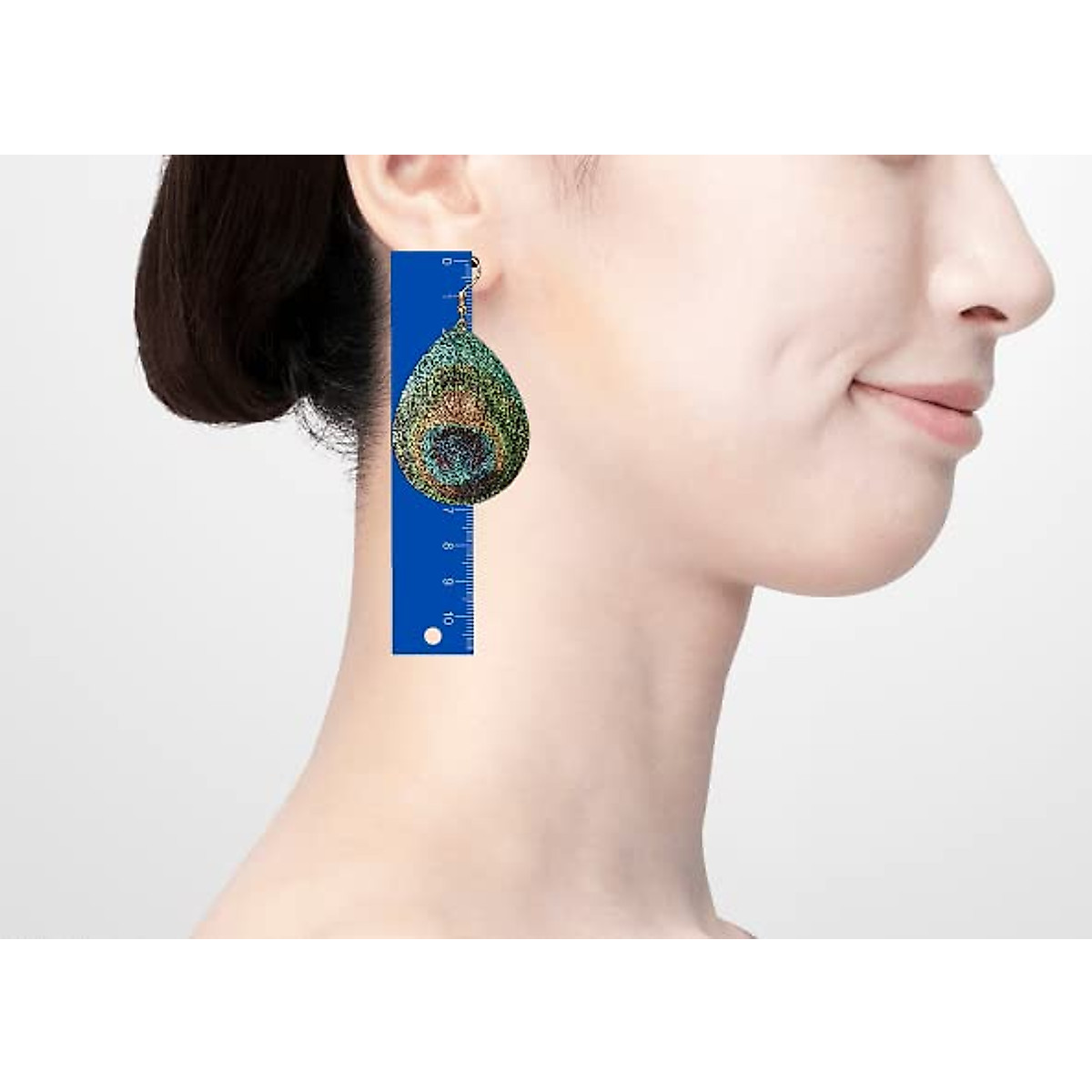 Peacock Tail Shimmer Earrings with Fish Hook Post (2)