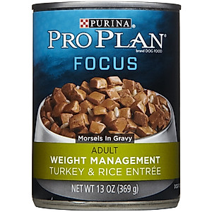 Purina Pro Plan Focus Turkey Rice Entree Canned Weight Management Adult Dog Food (12X13Oz) Packaging may vary
