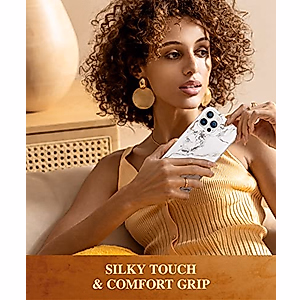 GVIEWIN for iPhone 13 Pro Max Case, Marble Soft TPU Shockproof Protective Case, Ultra Slim Thin Glossy Stylish Phone Cover, 6.7" 2021(White/Gold)